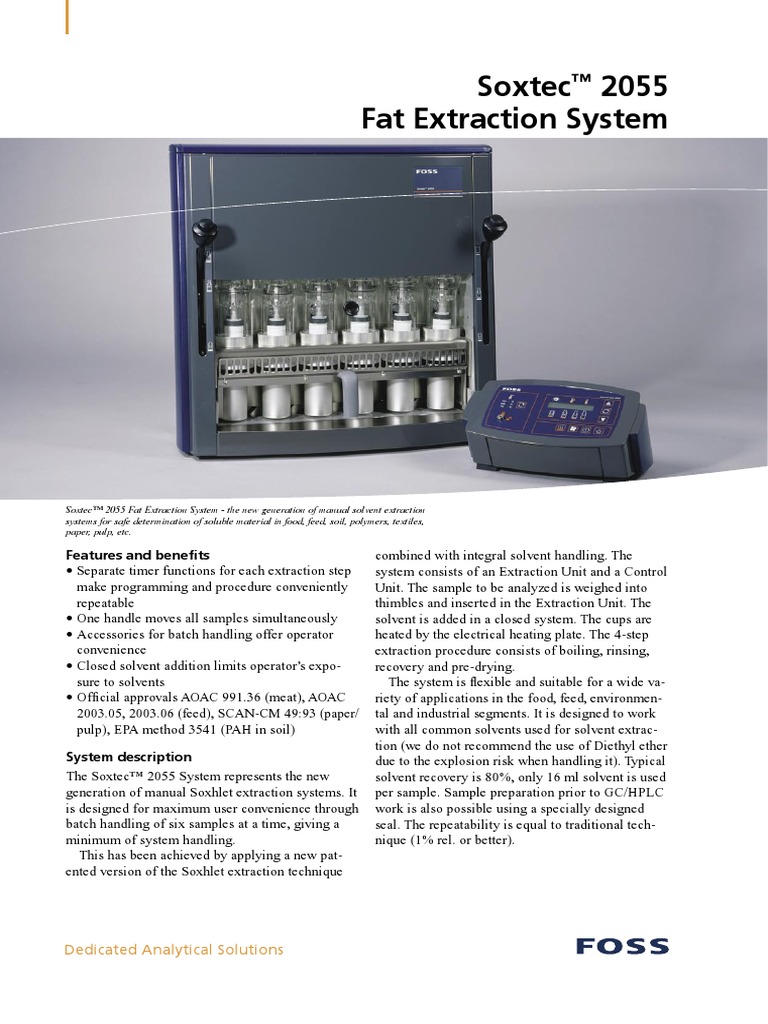 Soxtec 2055 Fat Extraction System | Solvent | Chemistry