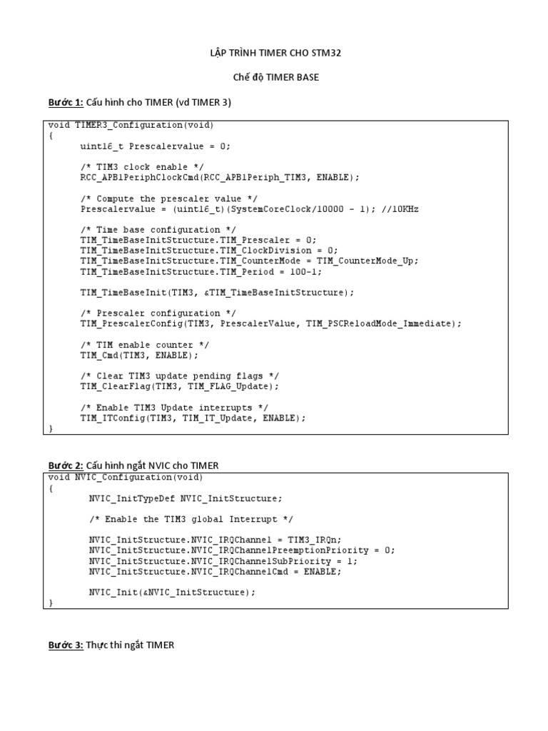 LẬP TRÌNH TIMER CHO STM32 | PDF
