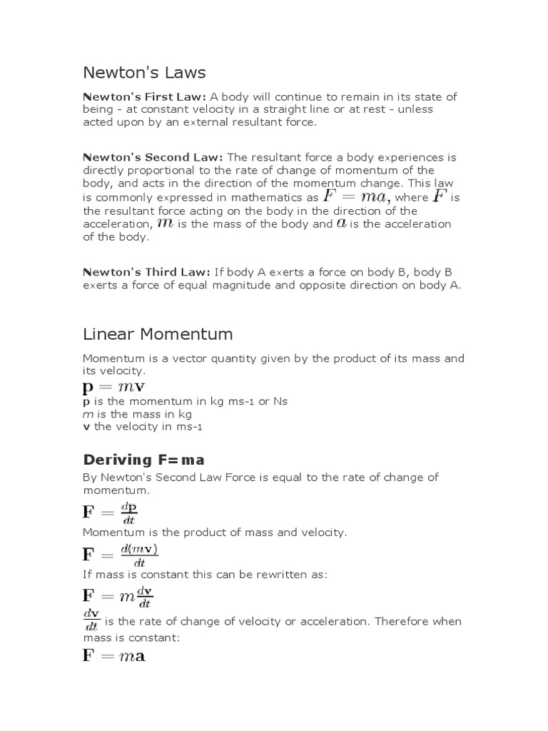 Newton's Laws and Momentum Explained | PDF | Collision | Momentum