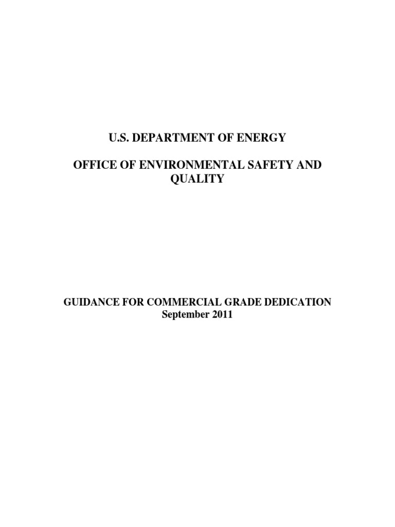 DOE Guide for Commercial Grade Dedication | PDF | Quality Assurance ...
