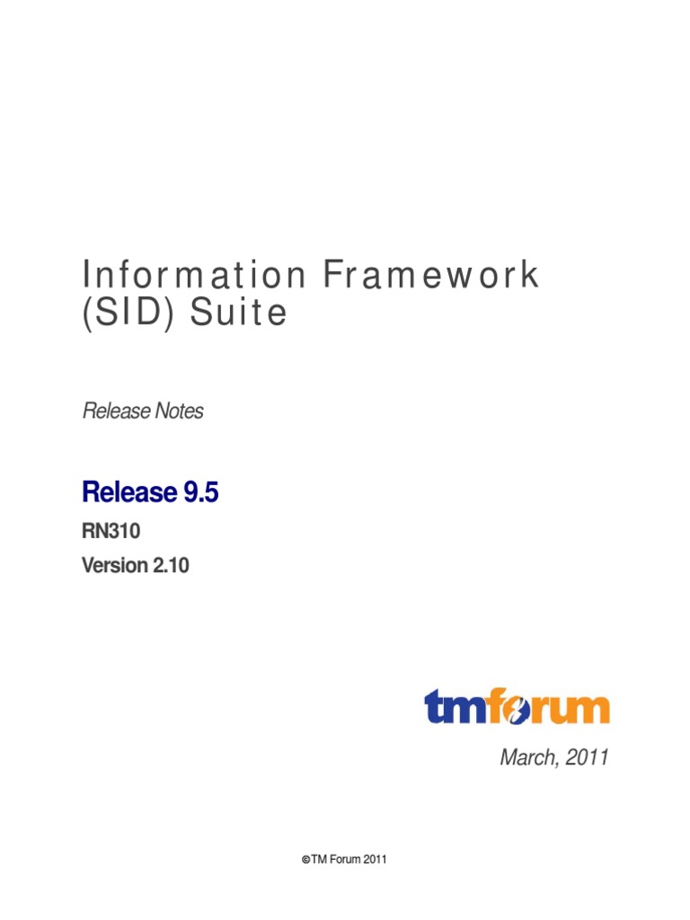 Information Framework (SID) Suite Release Notes R9-5 v2-10 | PDF ...