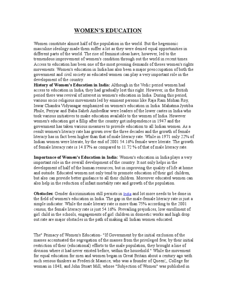 Women Education | Female Education | Woman