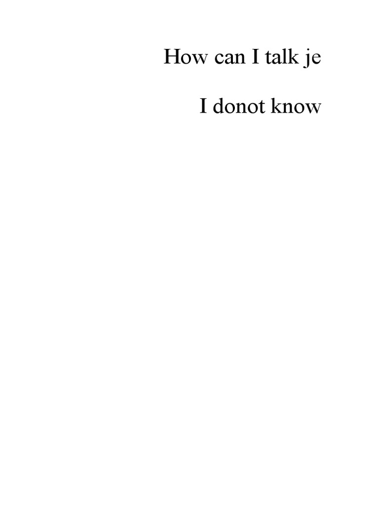 How Can I Talk Je | PDF
