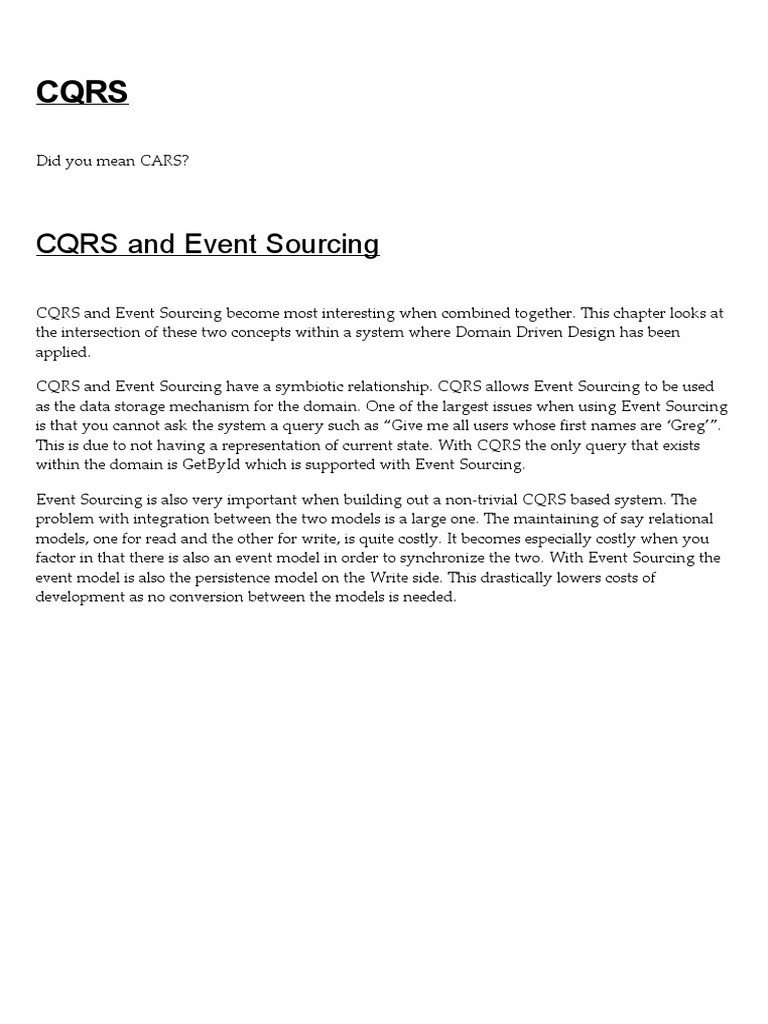 CQRS and Event Sourcing | Download Free PDF | Relational Database | Outsourcing