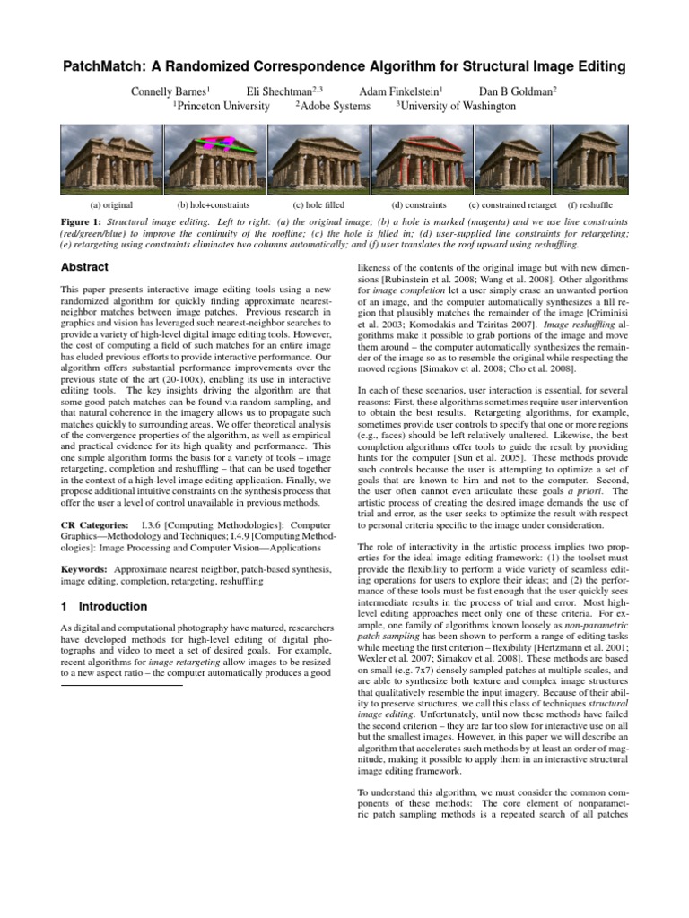 Patchmatch: A Randomized Correspondence Algorithm For Structural Image ...