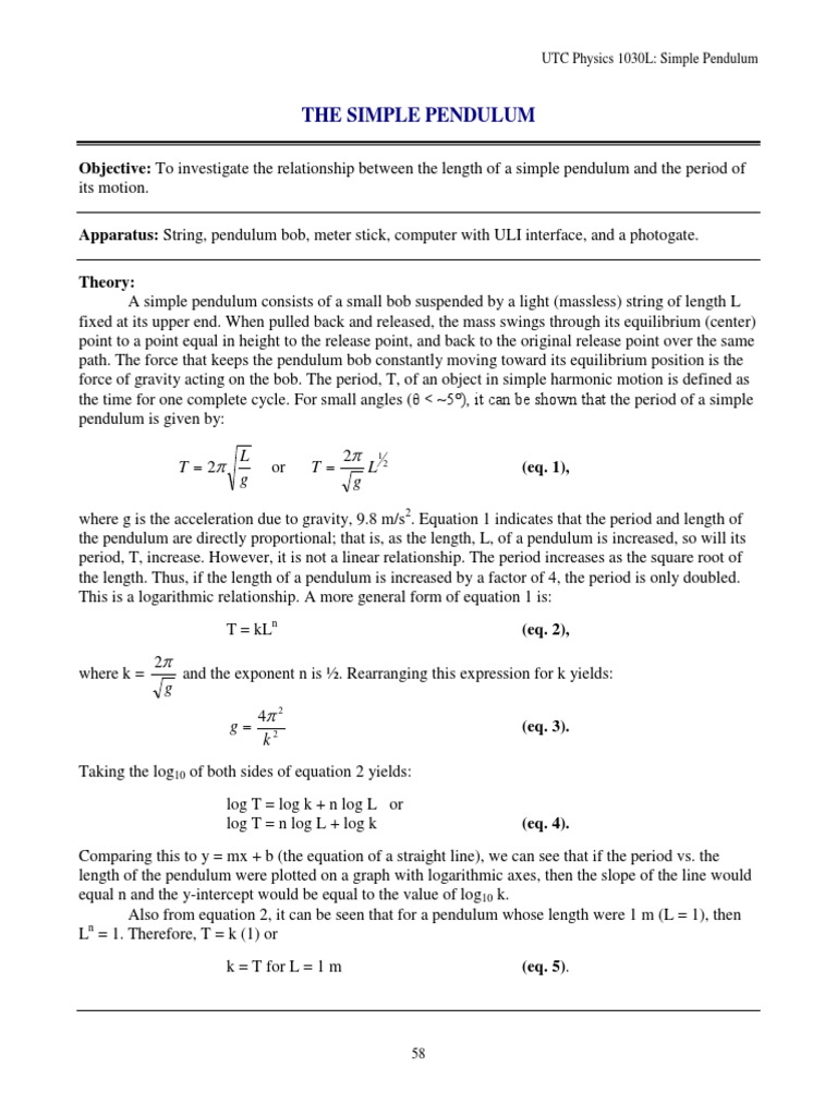 Simple Pendulum | PDF | Logarithm | Pendulum