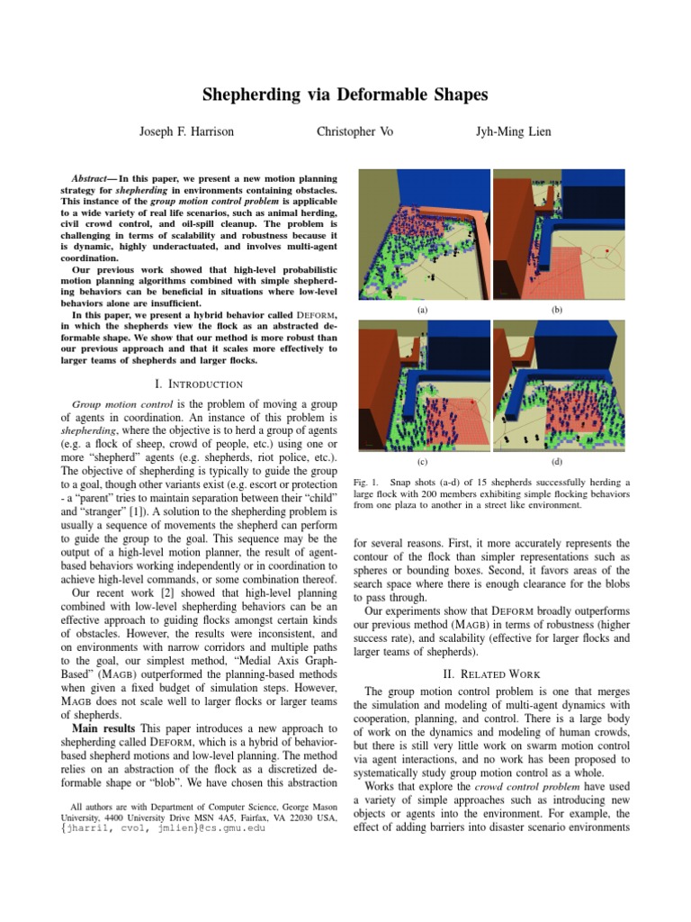 Shepherding Via Deformable Shapes | PDF | Randomness | Algorithms