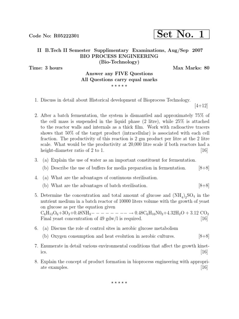 JNTU Old Question Papers 2007 | PDF | Fermentation | Physical Sciences