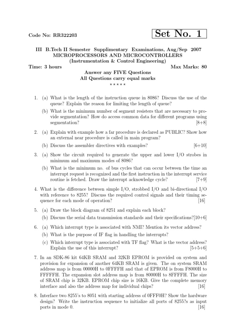 JNTU Old Question Papers 2007 | PDF | Input/Output | Electronics