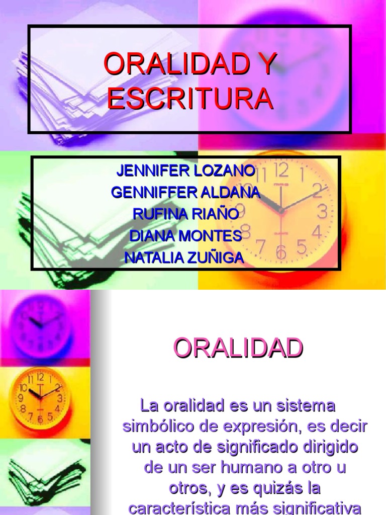 ORALIDAD Y ESCRITURA