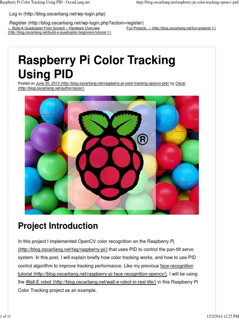 Raspberry Pi Color Tracking Using PID - OscarLiang | PDF | Electrical Engineering | Areas Of ...