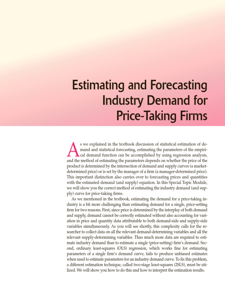 Demand Forecasting and Estimating Methods Problems | PDF | Endogeneity (Econometrics ...