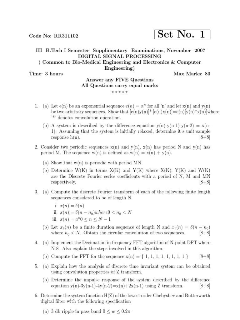 JNTU Old Question Papers 2007 | PDF | Discrete Fourier Transform ...
