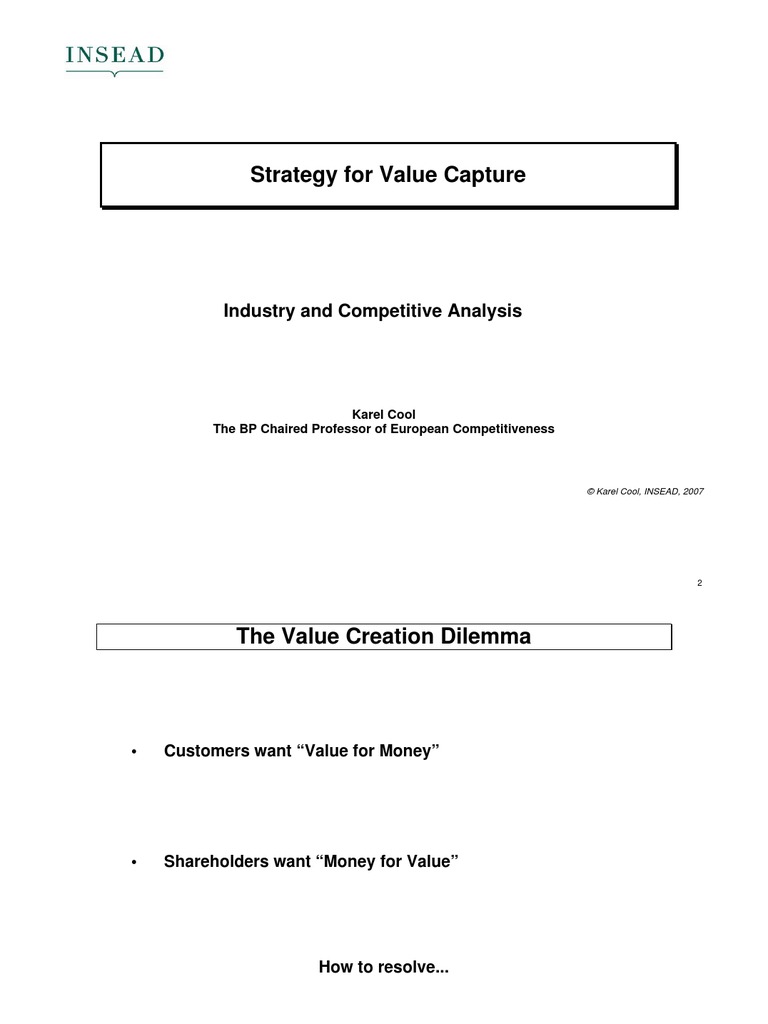 Strategy For Value Capture: Industry and Competitive Analysis | PDF ...