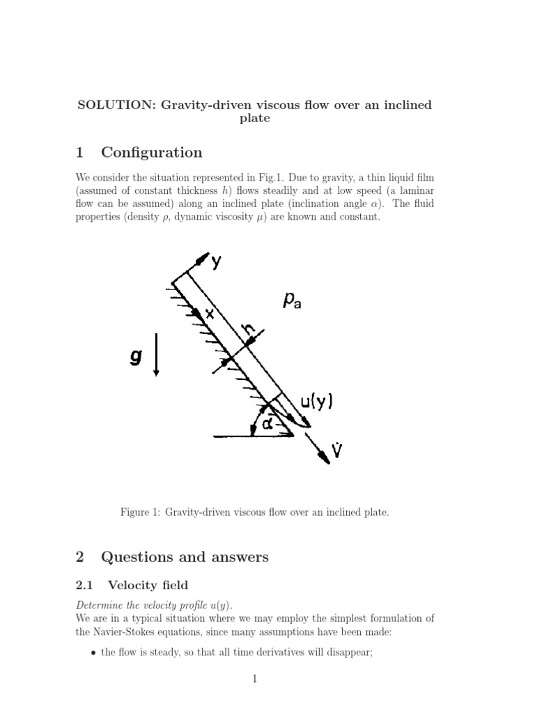 Inclined Plate | Navier–Stokes Equations | Pressure