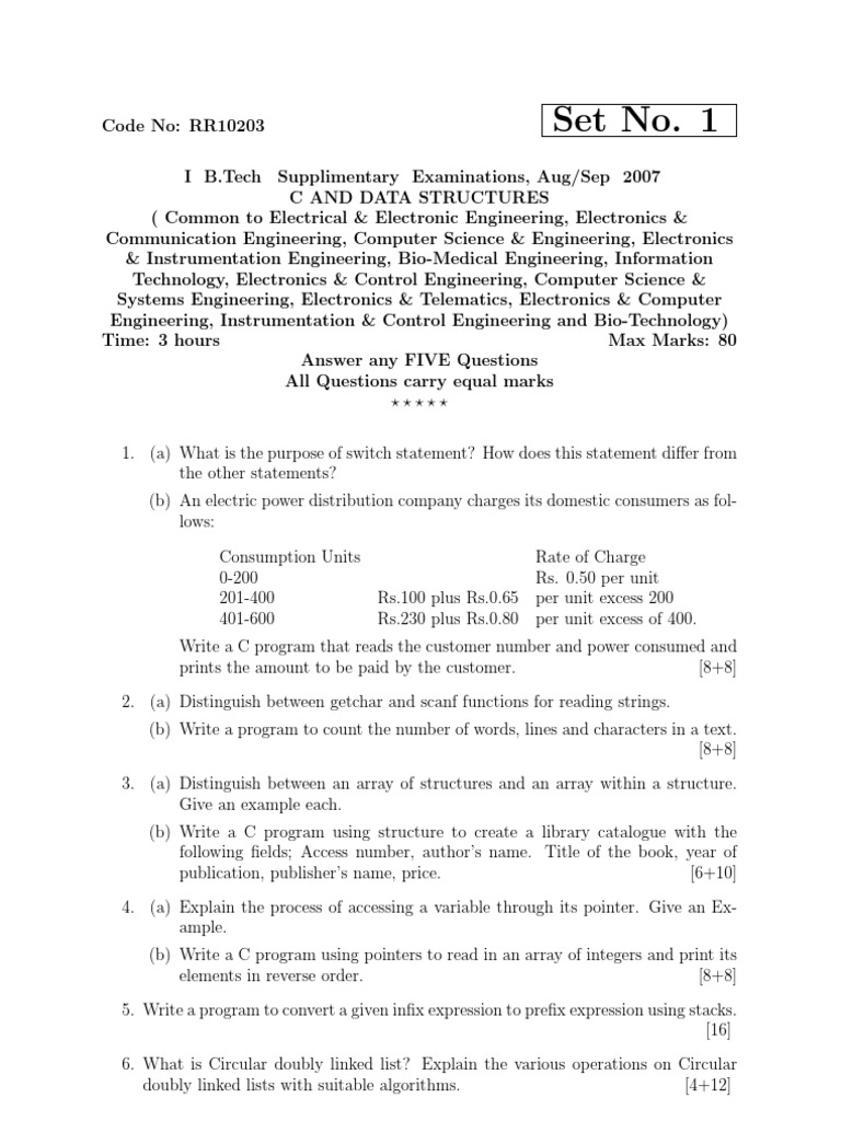 JNTU Old Question Papers 2007 | PDF | Computers
