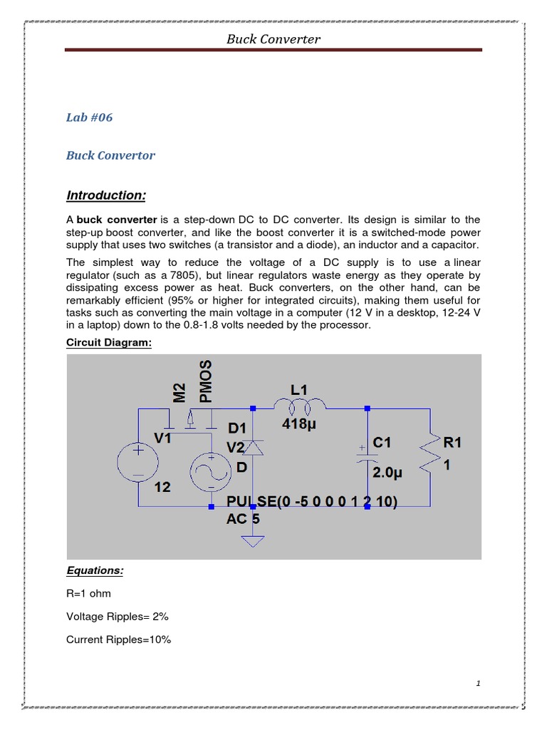 Efficient Buck Converter Lab Guide | PDF