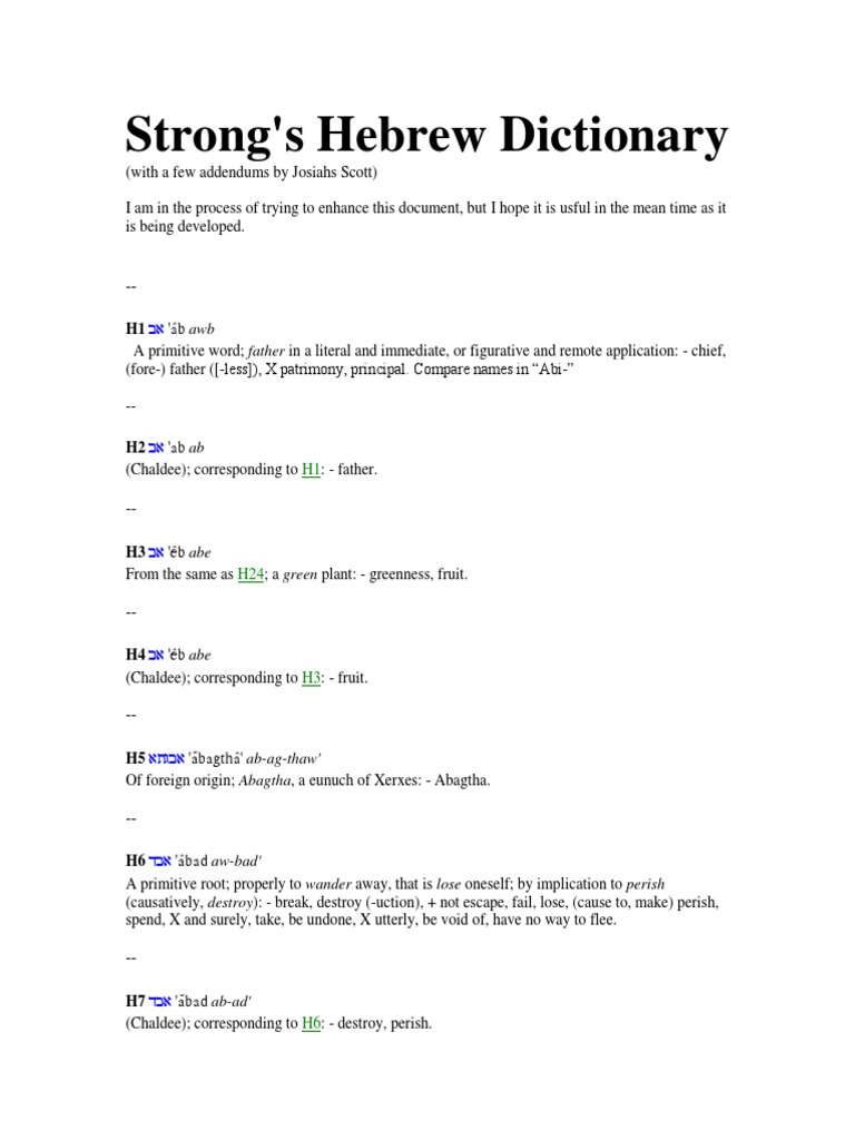 Strongs Hebrew JosiahsScott | PDF | Old Testament People | Hebrew Bible