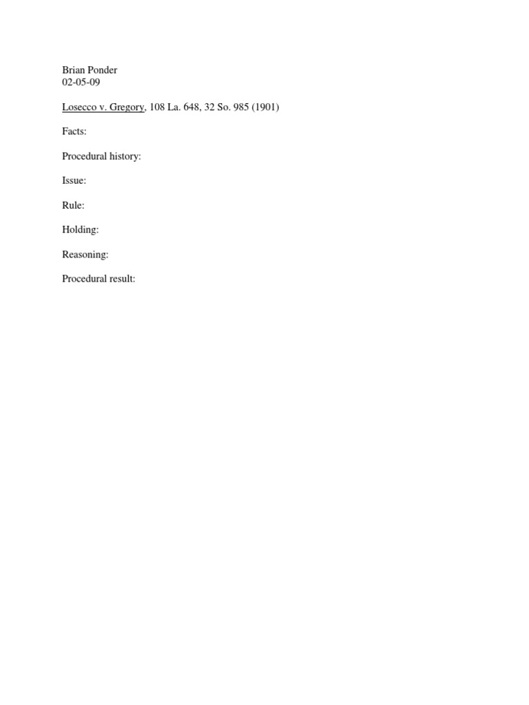 Losecco v. Gregory Case Summary | PDF