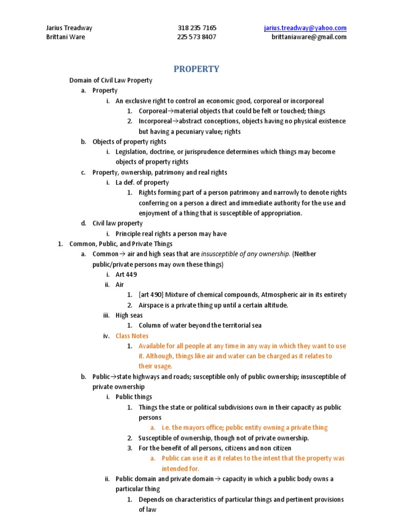 Property Outline | PDF | Trust Law | Navigability