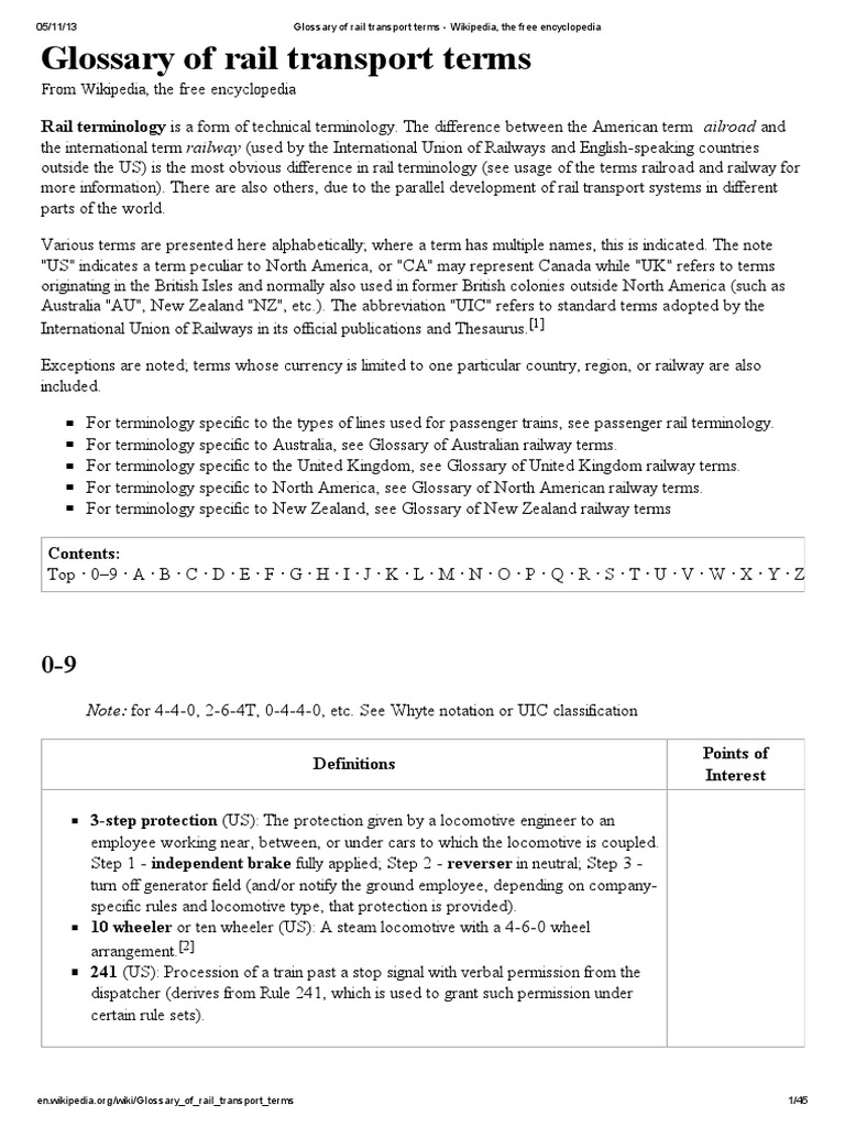 Glossary of Rail Transport Terms - Wikipedia, The Free Encyclopedia ...