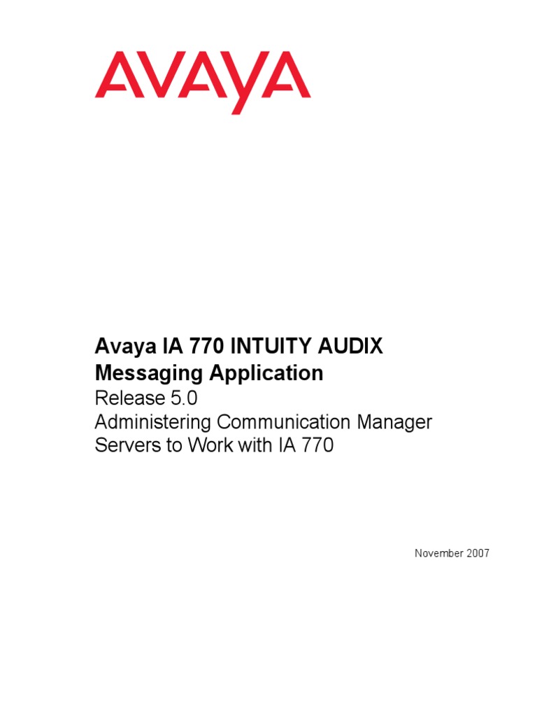 Avaya Ia 770 Intuity Audix Messaging Application | PDF | Internet ...