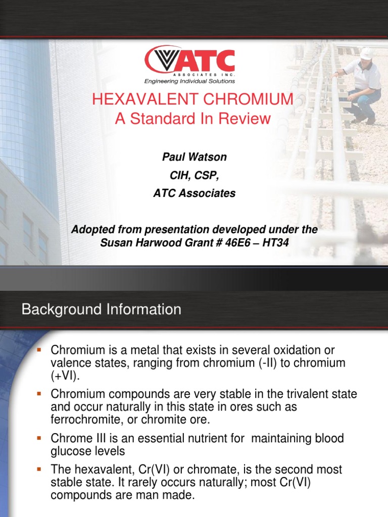 Hexavalent Chromium presentation | Chromium | Personal Protective Equipment