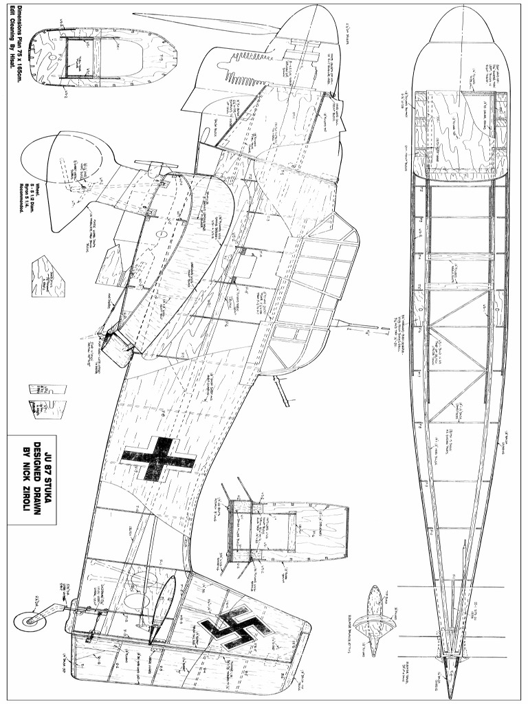 Ju 87 Stuka by N.ziroli Full Plans&Parts for 90cm Ploter