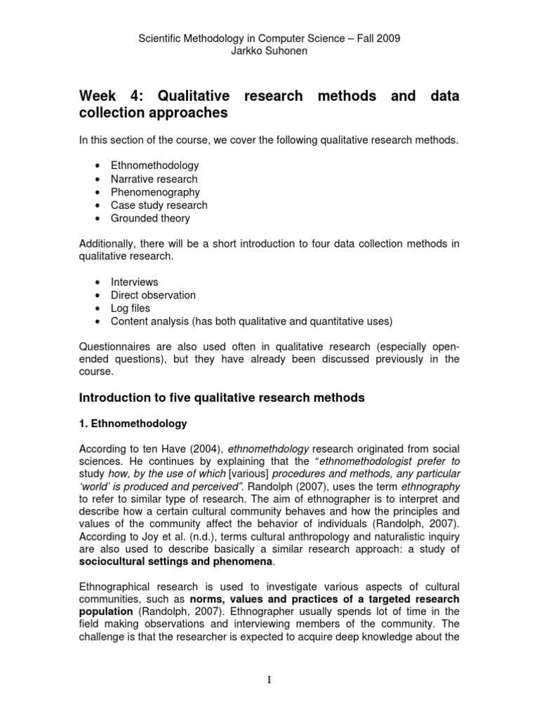 Week4 Qualitative Methods Data Collection Techniques | PDF ...