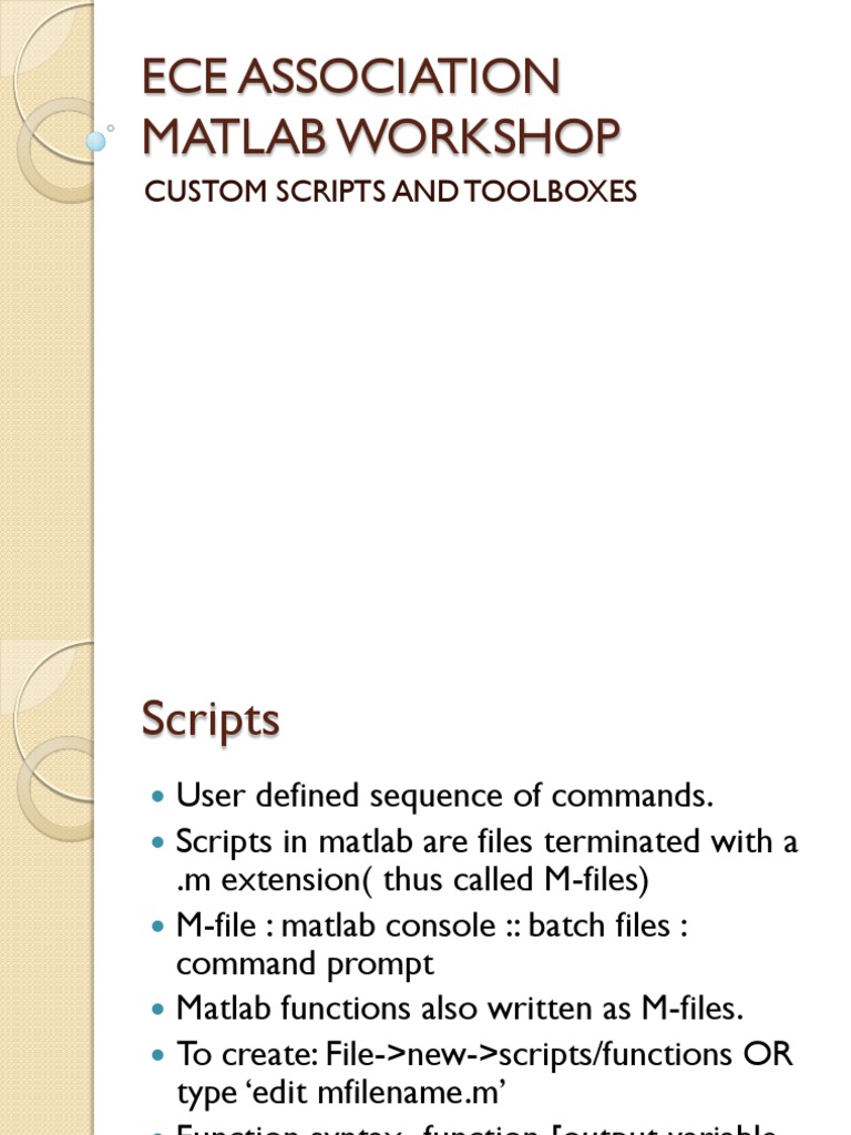 Matlab Workshop Day2 - 001 | PDF | Matlab | Algorithms