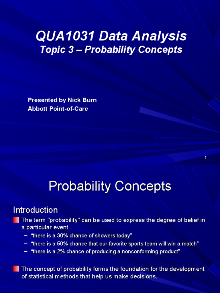 QUA1031 Data Analysis: Topic 3 - Probability Concepts | PDF | Normal ...