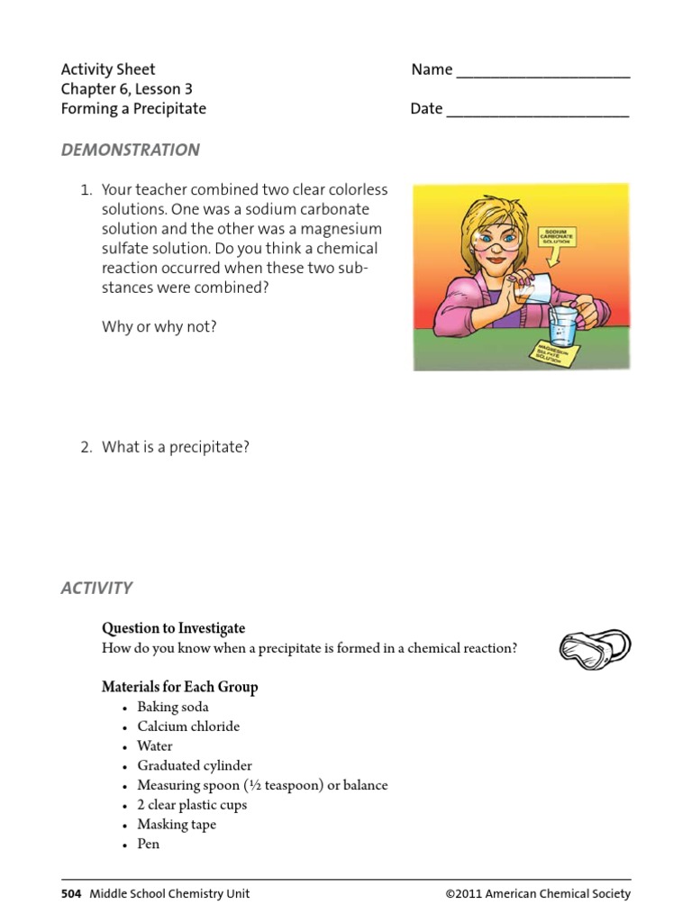 Forming A Precipitate Lab Pdf Sodium Carbonate Sodium Bicarbonate