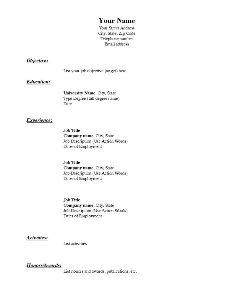 Chronological Resume Template | PDF