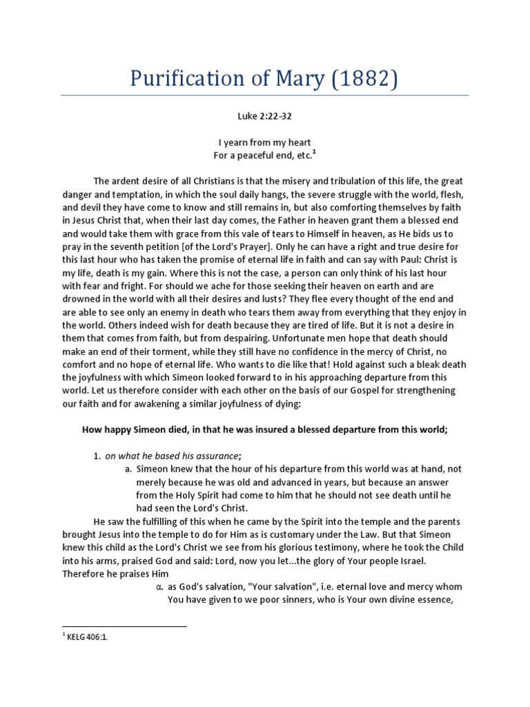 Purification of Mary (1882) | PDF | Assurance (Theology) | Salvation