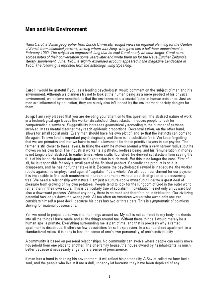 Man and His Environment | PDF | Carl Jung | Self