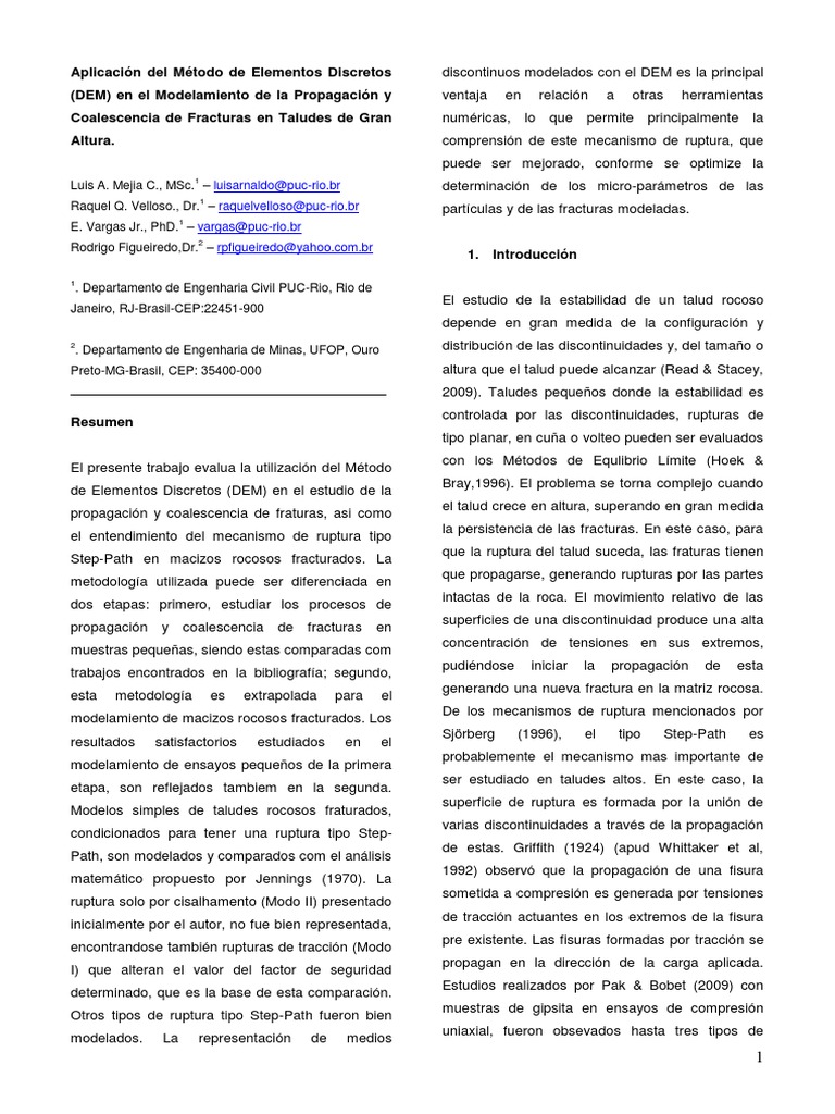 Aplicación Del Método de Elementos Discretos (DEM) en El Modelamiento ...