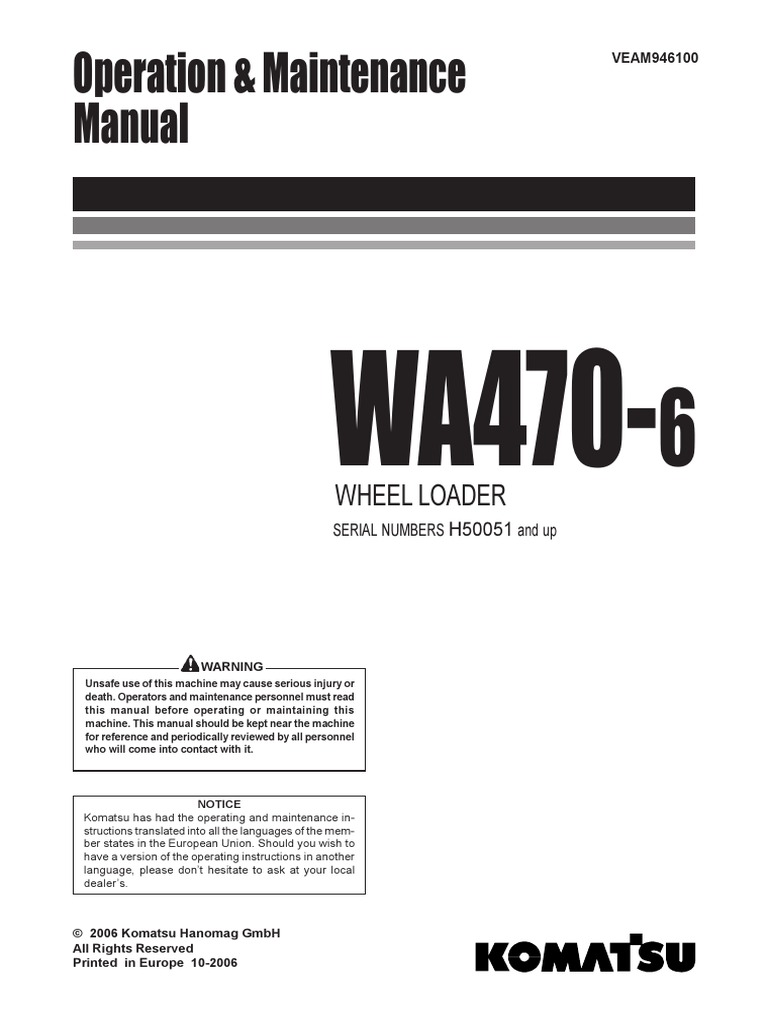 Operation & Maintenance Manual: Wheel Loader | Download Free PDF | Loader (Equipment) | Safety
