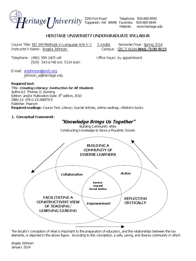 Heritage University Undergraduate Syllabus: "Knowledge Brings Us ...