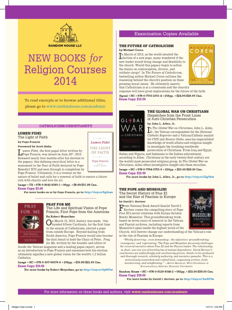 New Religion Books for 2014 | PDF | Catholic Church | Bible