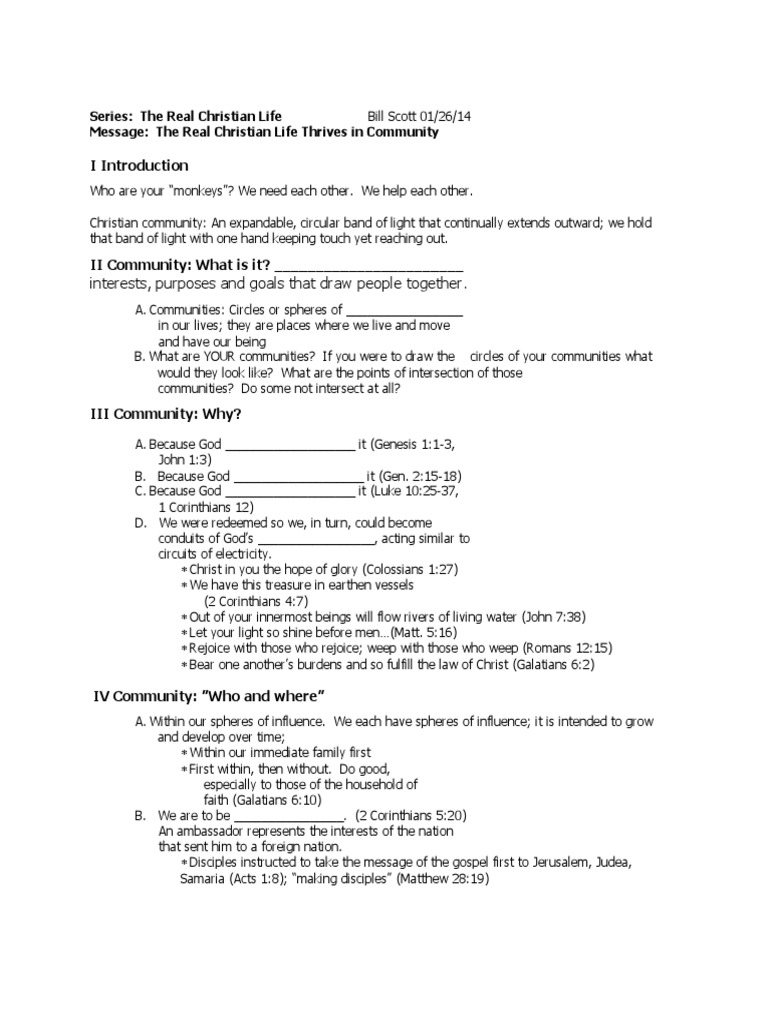 The Real Christian Life Thrives in Community | PDF | Acts Of The ...