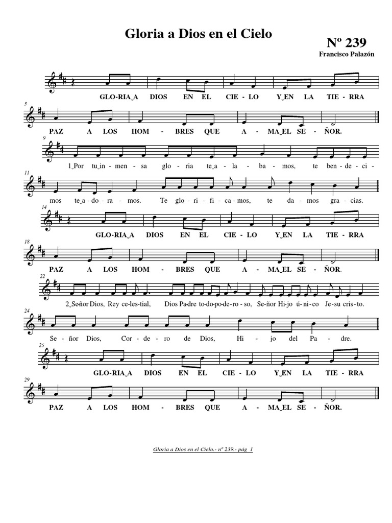 Gloria de Palazon Partitura | PDF
