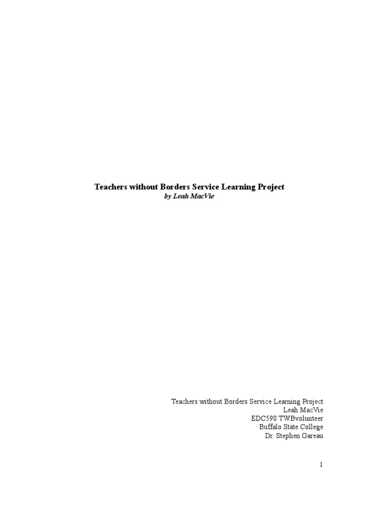 Teachers Without Borders Service Learning Project | PDF | Instructional ...