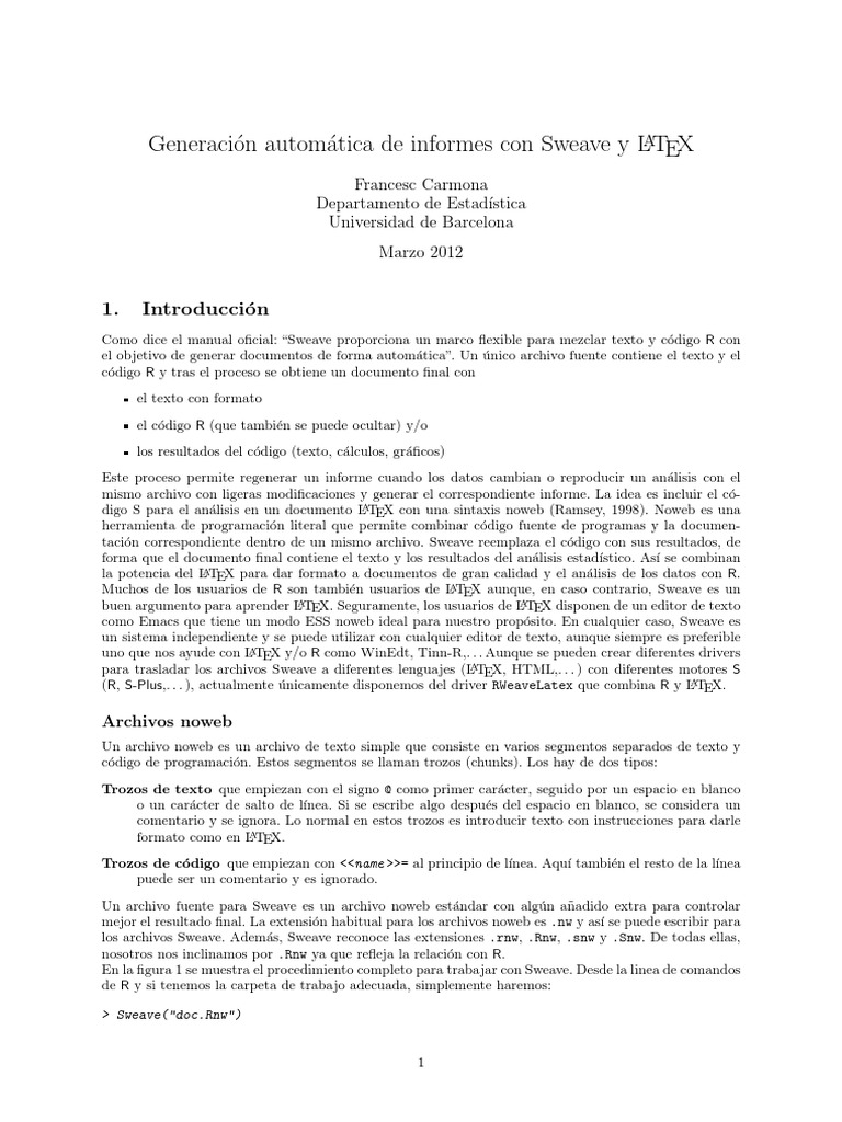 Manual Sweave | PDF | Te X | Archivo de computadora