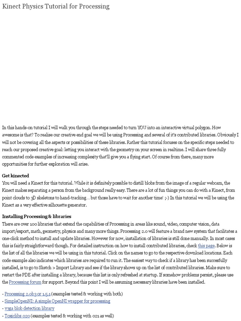 Kinect Physics Tutorial For Processing | PDF | Circle | Library (Computing)