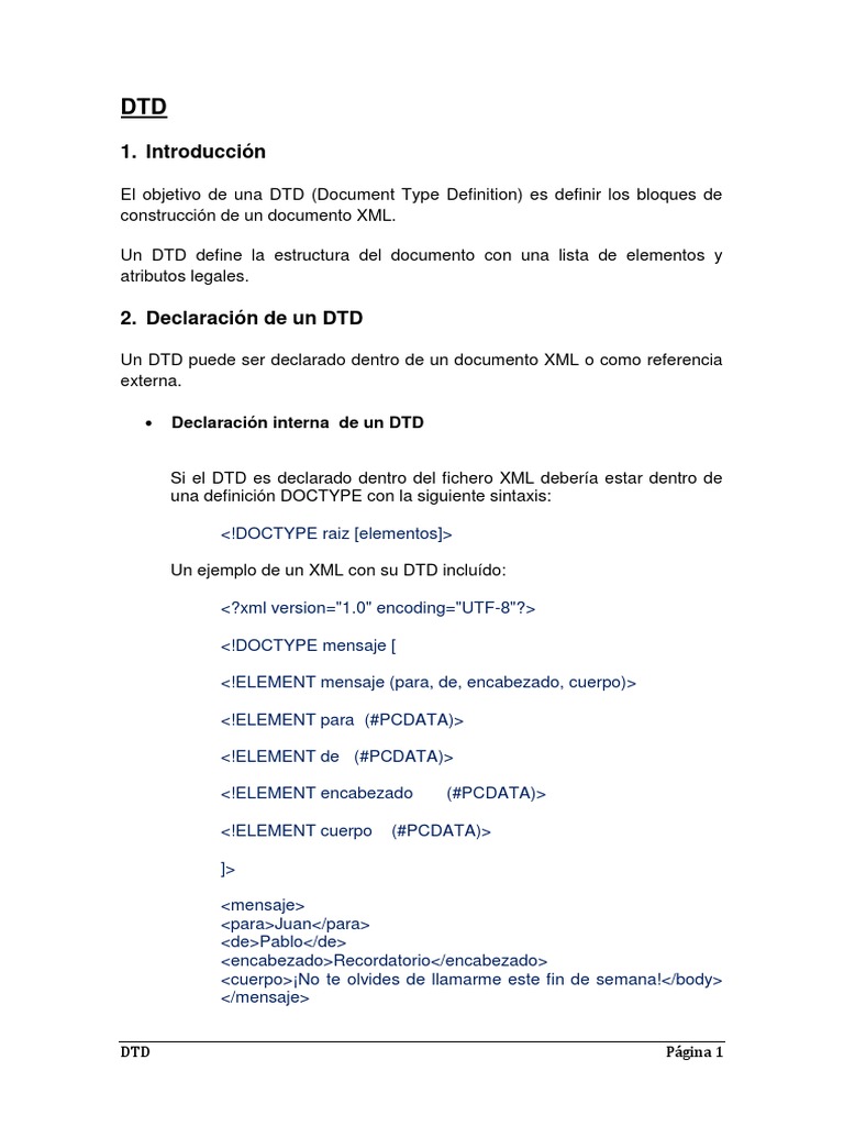 Guía Completa de DTD para XML | PDF | Estándares del consorcio World ...