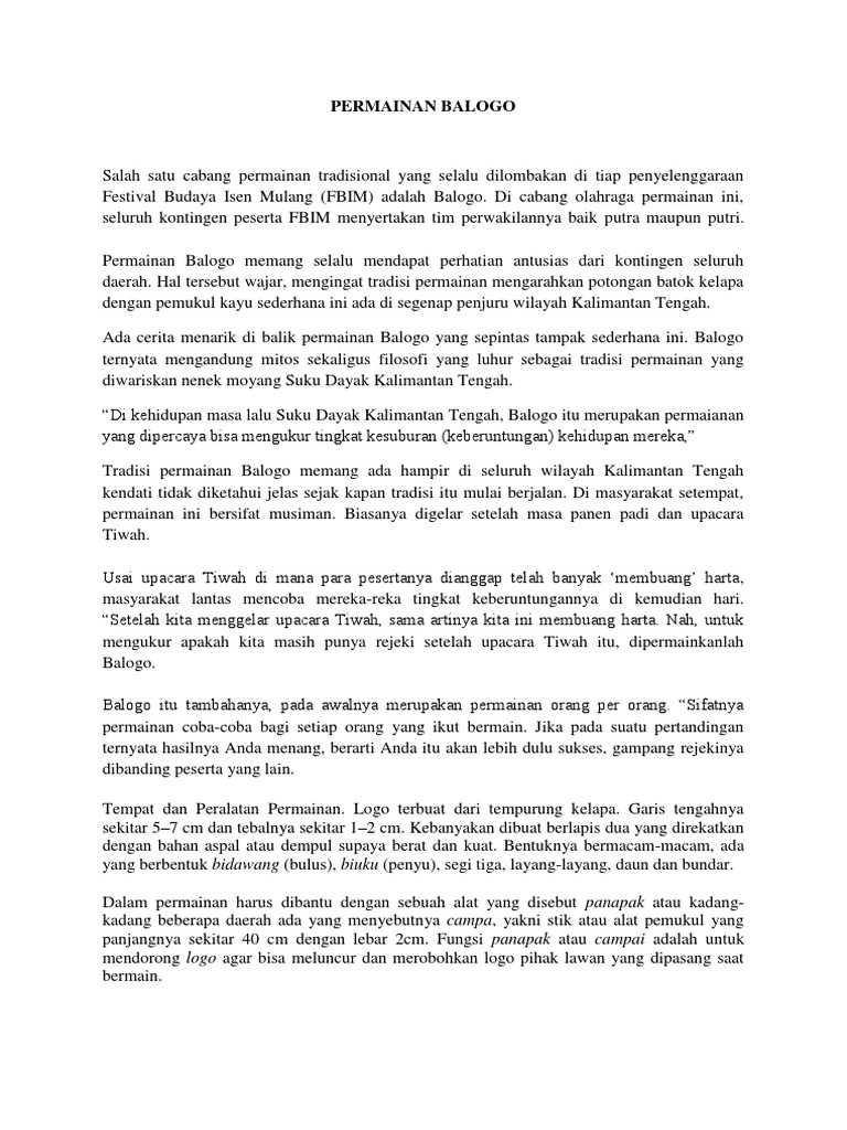 Permainan Balogo | PDF