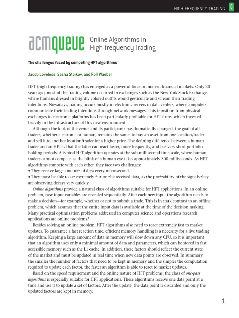 On Line Algorithms For High Frequency Trading | PDF | High Frequency ...