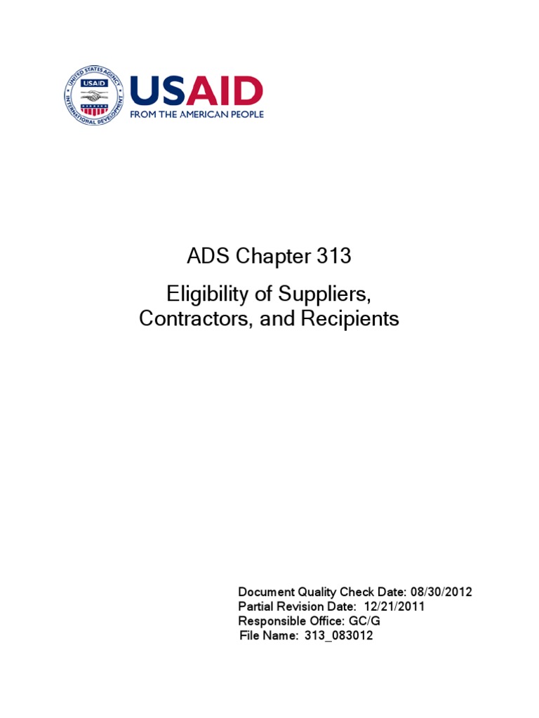 313 Usaid Contract Requirements | PDF | Office Of Foreign Assets ...