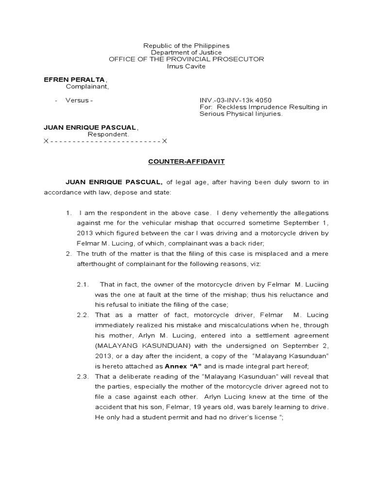 Counter Affidavit | PDF | Prosecution | Violence