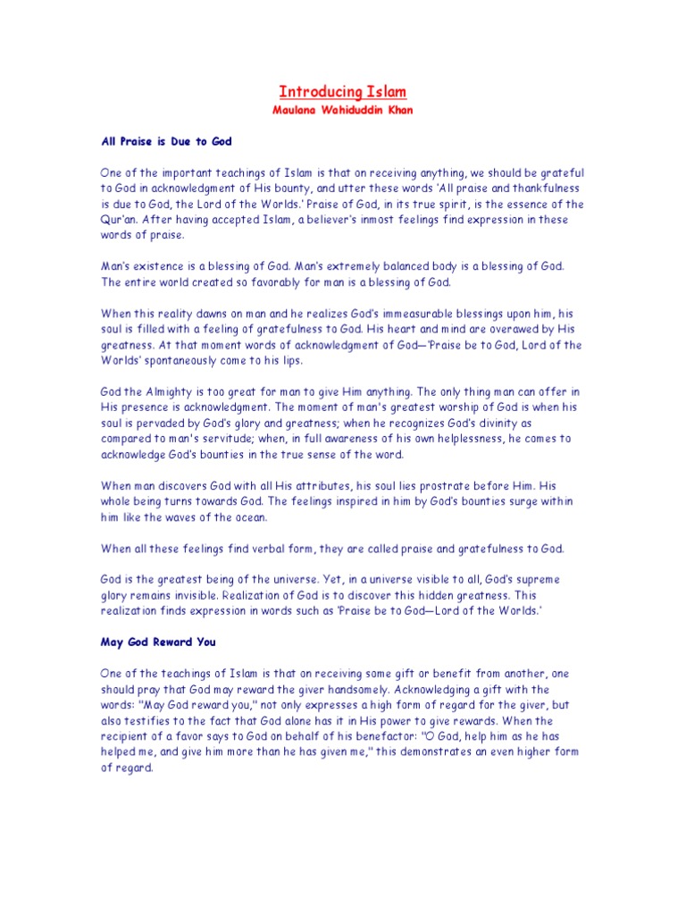 Introducing Islam: All Praise Is Due To God | PDF | Afterlife | God In ...
